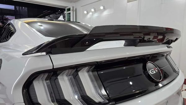 GT500 Style Rear Spoiler with Wicker Bill Add-On; carbon fiber (15-23 ...